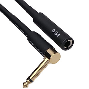 CESS-090 Low-Noise Right Angle 1/4 TS Male to Female Guitar Extension Cable, 2 Pack