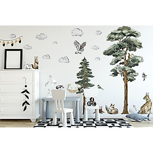 Woodland Forest Animals Big Wall Stickers Nursery Decoration Bedroom Removable Decals