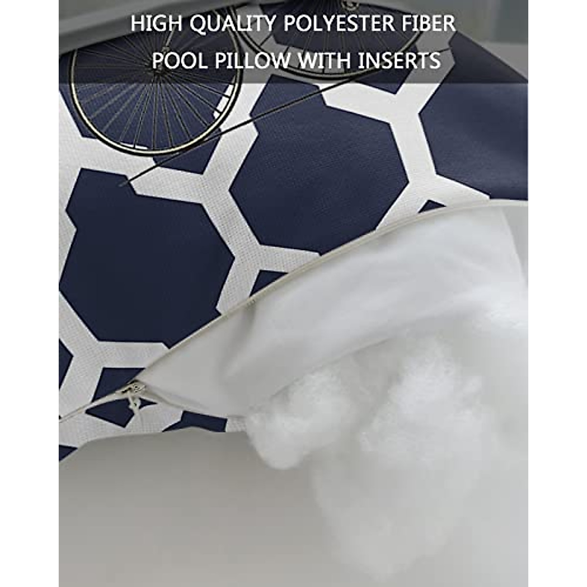 Recliner Head Pillow Ledge Loungers Chair Pillows with Insert Dinosaur With Moroccan Texture Navy Blue Lumbar Pillow with Adjustable Strap Outdoor Waterproof Patio Pillows for Beach Pool, 2 PCS