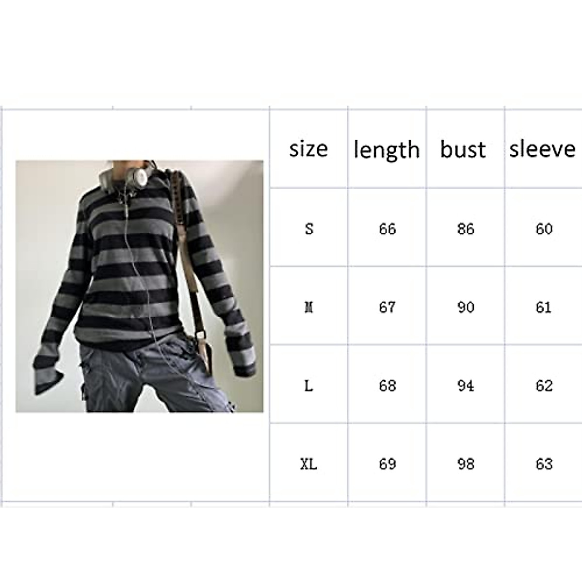 NaranjaBurbuja Y2k Fairy Grunge Graphic Long Sleeve Tees Tops Women E-Girls Aesthetic Gothic Skull Print Baggy T Shirts Emo Clothes K-black Stried 14