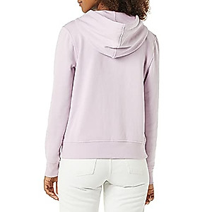 Amazon Essentials Women's Classic-Fit Long-Sleeve Open V-Neck Hooded Sweatshirt, Lilac, X-Large