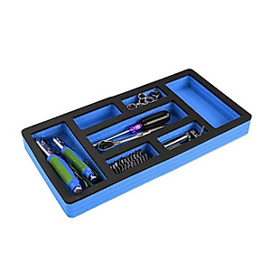 Polar Whale Tool Drawer Organizer Insert Blue and Black Durable Foam Strong Non-Slip Anti-Rattle Bin Holder Tray 20 x 10 Inches 7 Pockets Fits Craftsman Husky Kobalt Milwaukee and Many Others