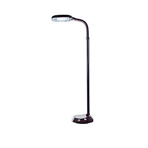 Lavish Home 72-1438 (Brown Woodgrain) Floor Full Spectrum Natural Sunlight Lamp with Bendable Neck-Reading, Craft, and Esthetician Light, (L) 10.2" x (W) 8.7" x (H) 62.5"