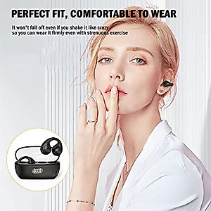 Mudtun Wireless Ear Clip Bone Conduction Headphones Open Ear Earbuds Bluetooth for Windows Android iPhone, Clip On Sport Earbuds Waterproof Outer Headphones for Running Cycling Workout Black