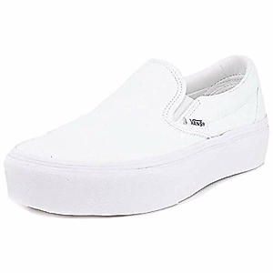 Vans Women's Classic Slip On Platform Sneakers, True White, 7.5 Medium US