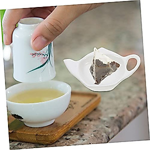 Healeved 2pcs Tea Bag Saucer China Tea Set Condiment Tray Platter Tray Ceramic Teabag Tray Tea Sachet Holder Porcelain Spoon Rest Tea Bag Holders Tea Coasters Trays Small Teabag Coasters