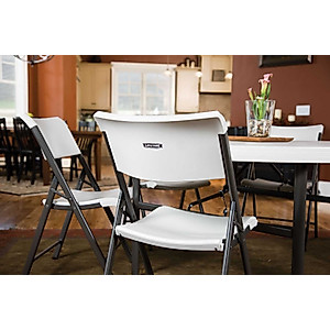 Lifetime 480074 Contemporary Folding Chair, Almond with Bronze Steel Frame, 4-Pack