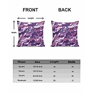 RainbowDay Pack of 2 Reversible Cotton Throw Pillow Covers， Camouflage Netting Camo Purple Square 16 x 16 Inch Soft Cushion Case for Home Sofa Living Room Couch Bedroom Set for Car Chair