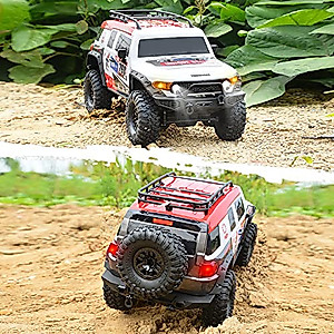 Desdoni RC Cars RC Crawler 1/10 Scale RTR Remote Control Car 4WD 2.4GHz Brushed Offroad Racing Hobby Grade Model Vehicle with LED Lights 2Pcs Battery Toy for Kids and Adults