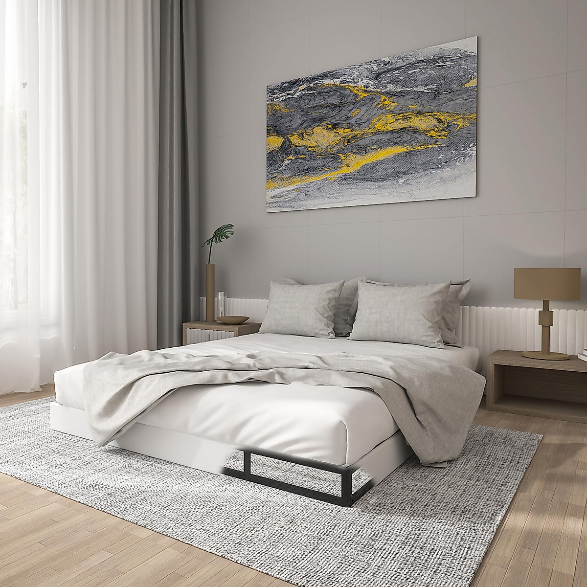 Vitverve Box Spring King, 5 Inch High Metal King Size Box Spring Only, Heavy Duty Mattress Foundation with Fabric Cover, Easy Assembly, Quiet Noise Free, Non Slip, Black