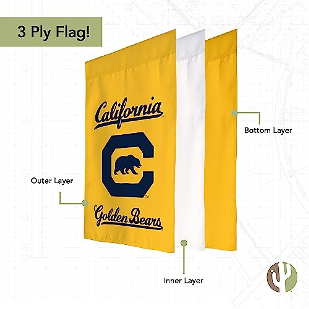 University of California Berkeley Garden Flag Golden Bears Cal UC Banner 100% Polyester (Design J)