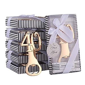 24PCS 40th Birthday Bottle Opener 40 Birthday Favors for Guests, 40th Gold Wedding Party Favors 40th High School Reunion Souvenir Gift for Guests (Black 40 Opener,24)