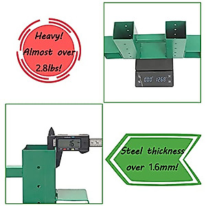 LARNORJE 2 x 2 inch Firewood Log Rack Bracket Kit - 2 Pack Log Storage Holder, Heavy Duty Steel Wood Stacker Adjustable Length for Outdoor Indoor Patio Deck, with Seal Strip, Gloves and Screws, Green
