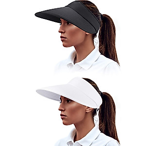 2 PiecesWomen Sun Visor Hats Wide Brim Visor Hats Adjustable Summer Visor Caps UV Protection Beach Caps for Women Wearing Favors (Color Set 1)