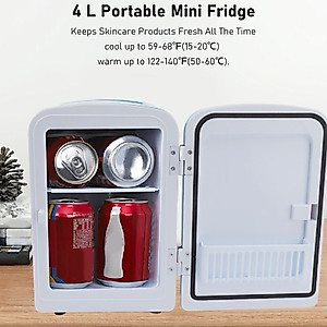 TARSHYRY Mini Fridge, 4L Portable Cooler Warmer Portable Thermoelectric Cooler and Warmer Refrigerators Personal Refrigerator Includes DC12V Car Plug for Makeup Skincare Beverage