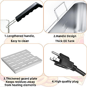 KHTD Commercial Deep Fryer, 11.6QT/11L Extra Large Electric Stainless Steel Countertop Oil Fryer with Baskets, with Temperature Control for Restaurant and Home Use