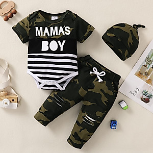 Renotemy Newborn Baby Boy Clothes Summer Outfits Premature Clothes Boys Cute Infant Boy Outfits Cotton Short Sleeve Blue Romper Ripped Pants Set 0-3 Months Baby Boys Clothes
