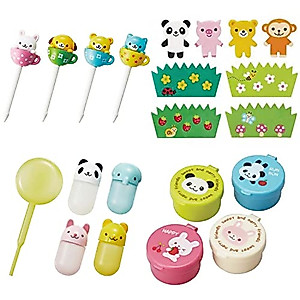 OTSUMAMI TOKYO Bento Box Accessories 4 Kinds Set, Super Cute Mini Container, Kawaii Decoration Sheets, Soy Sauce Case Container with Dropper, Japanese 4 Lunch Box Decor Set