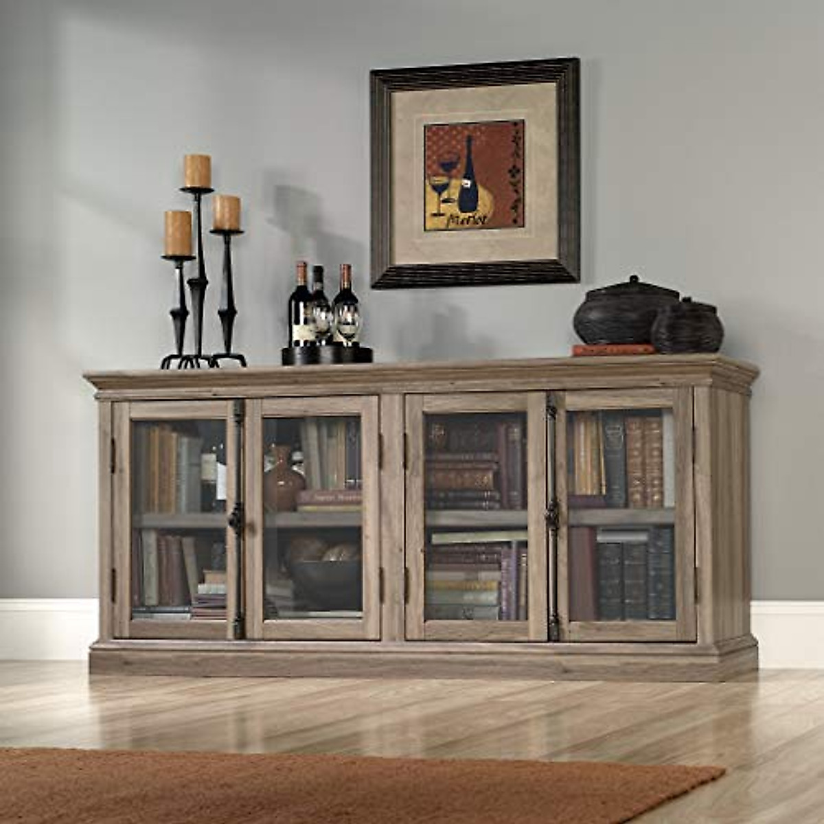 Sauder Barrister Lane Storage Credenza, For TV's up to 80", Salt Oak finish