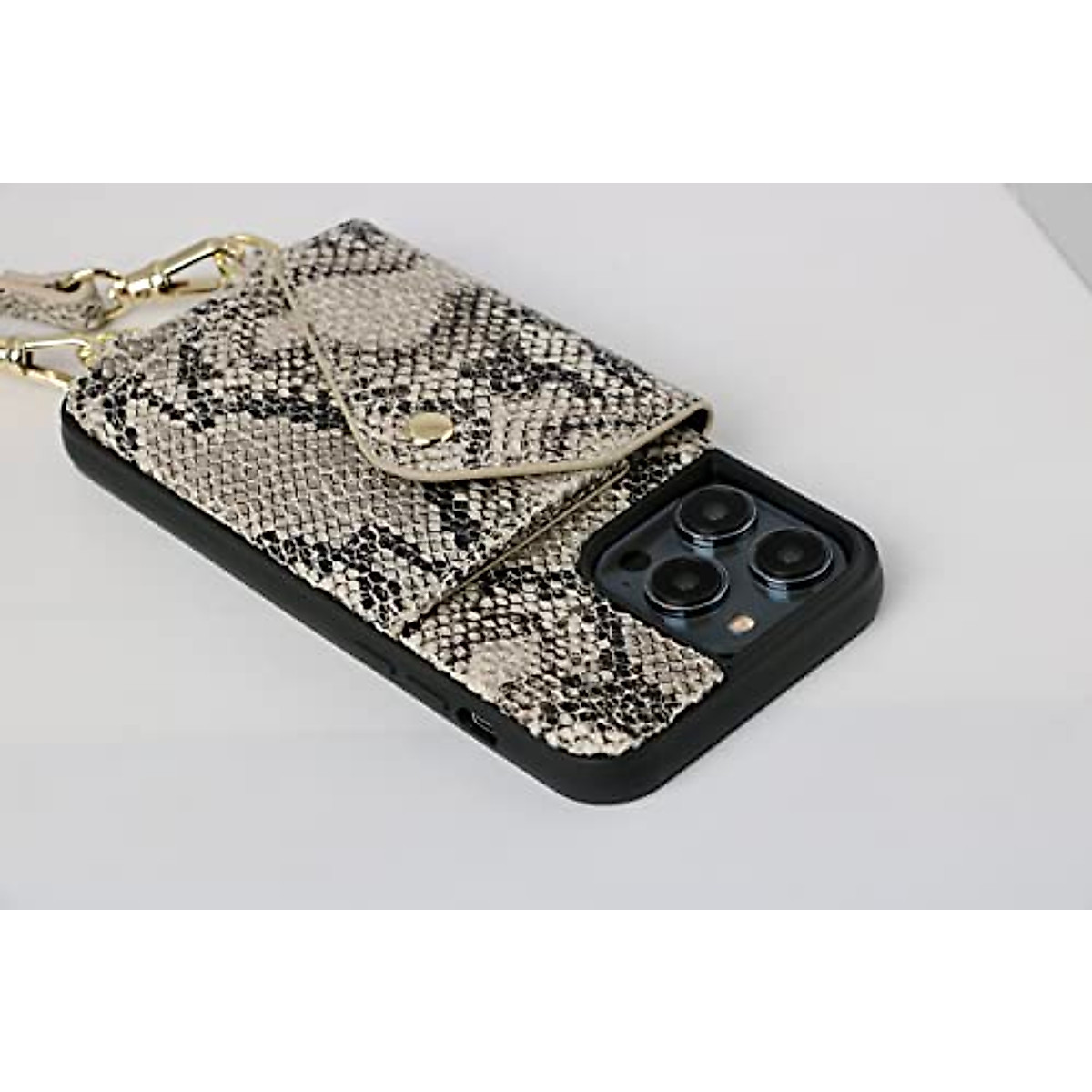 Crossbody Leather case for iPhone 14 pro max (Snake Pattern)
