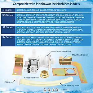 000009123 Water Inlet Valve Assembly 120V 60Hz 5W Replacement for Manitowoc Ice Machines for I, IB, S, SD, JC, QR, SD, K Series IH9123 33129026 000008483