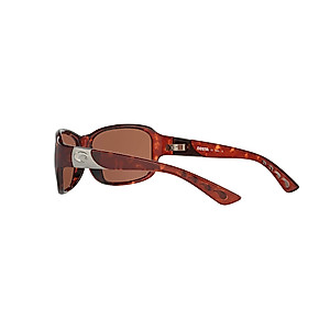 Costa Del Mar Womens Inlet Rectangular Sunglasses, Tortoise/Copper Polarized-580P, 58 mm