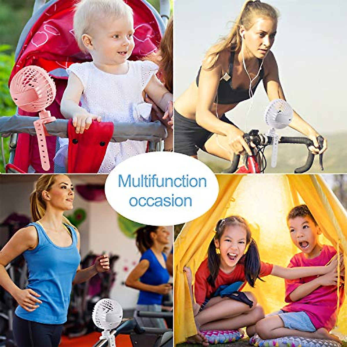 INNOLV Stroller Fan Clip on for Baby, Battery Operated Fans Portable Mini Handheld with Battery Powered and Flexible Silicon Strap,3 Speeds Personal Fan for Car Seat,Bike/Camping(White)