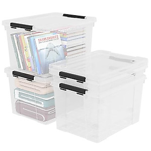 Neadas 50 Quart Plastic Storage Bins with Lids and Wheels, Large Clear Plastic Storage Totes, 4 Pack