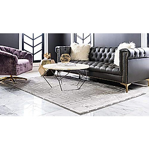 Unique Loom Marilyn Monroe Glam Collection Area Rug - Deco (6' 1' x 9' Rectangle, Gray Silver/ Silver)