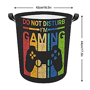 Retro Gamer Funny Laundry Basket Hamper Bag Dirty Clothes Storage Bin Waterproof Foldable Collapsible Toy Organizer for Office Bedroom Clothes Toys Gift Basket