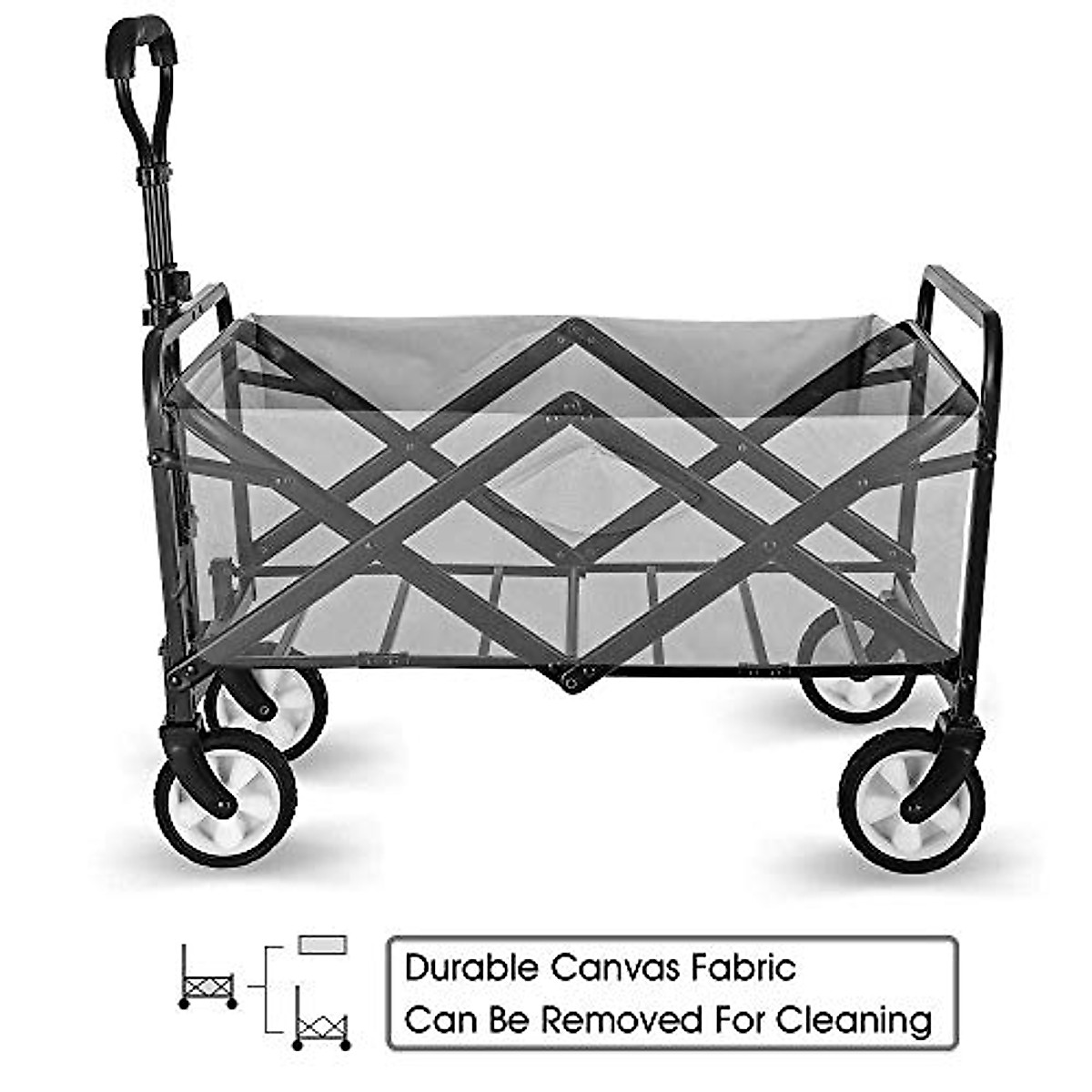 WHITSUNDAY Collapsible Folding Garden Outdoor Park Utility Wagon Picnic Camping Cart,Wagon Cart Heavy Duty Foldable for Picnic Camping Cart with Wheel and Bottle Holders Bubble