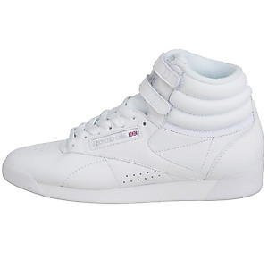 Reebok womens Freestyle Hi Sneaker, White/Silver 2, 7.5 US