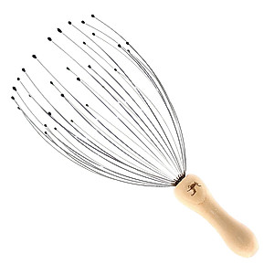 USAGA 32 Fingers Head Massager, Head Scratcher Scalp Massager for Head Body Relaxing Wood Handle (1 Pack)