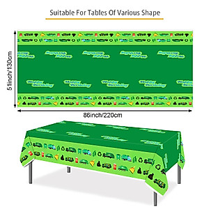 PHOGARY 2 Pack Garbage Truck Tablecloths for Garbage Truck Birthday Party Supplies, Trash Truck Party Table Cover Disposable Plastic Rectangle Table Cloth for Kids Birthday Baby Shower 51" X 86"