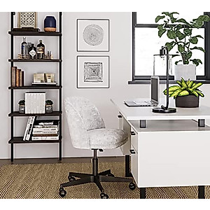 Nathan James Theo 5-Shelf Wood Modern Bookcase, Open Wall Mount Ladder Bookshelf with Industrial Metal Frame, Dark Brown Nutmeg/Black