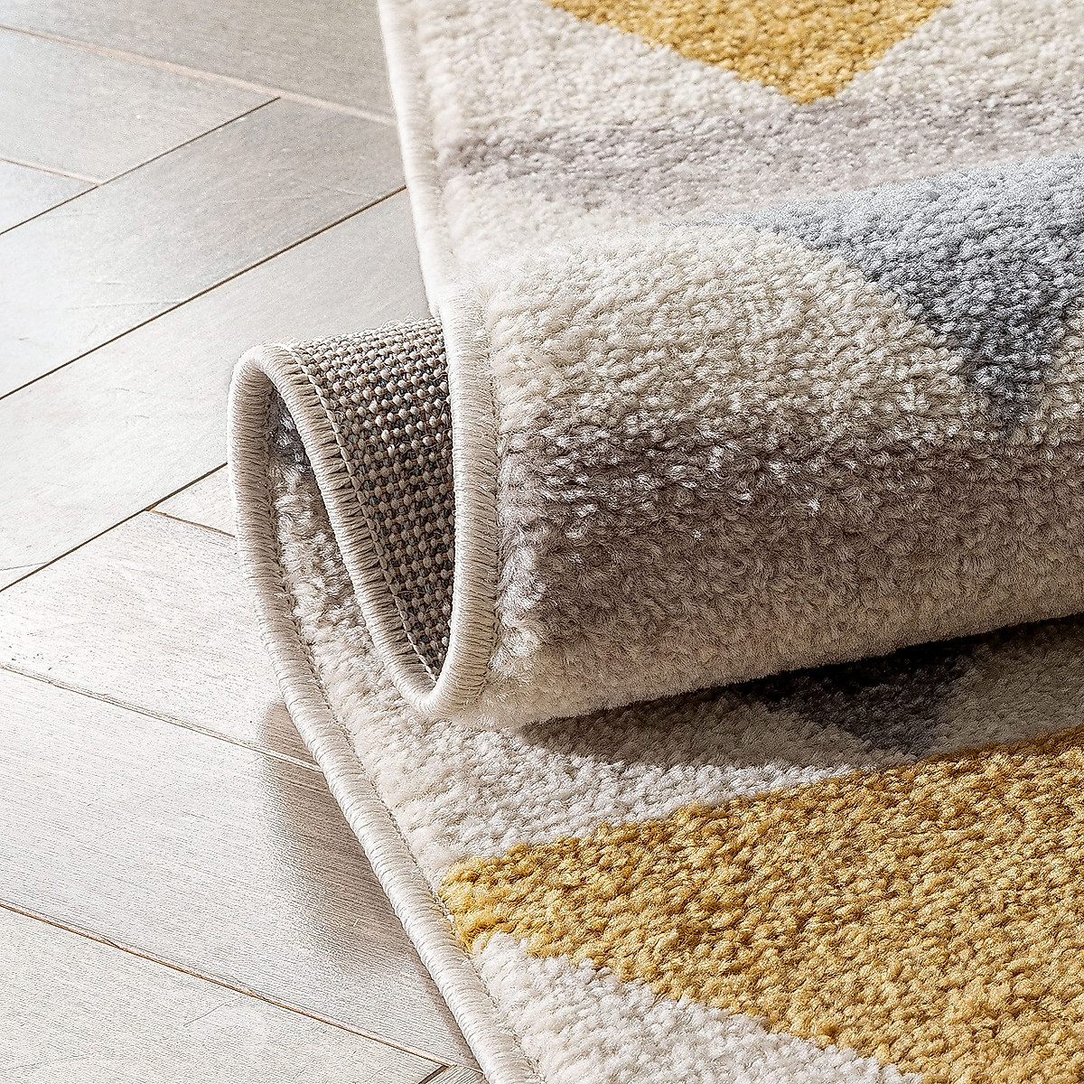 Well Woven Lincoln Modern Scandinavian Triangles Geometric Gold & Blue Area Rug 3x5 (3'11" x 5'3")