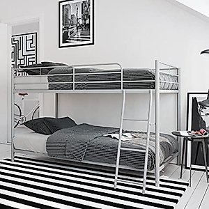 Junior Loft Bed Frame with Ladder, Twin-Over-Twin Bunk Bed with Metal Frame and Ladder with Safety Guard Rail & Sturdy Inclined Ladder,No Box Spring Needed,Twin,Black