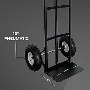 Olympia Tools 600 Lb Steel Hand Truck with P Handle and 10" Pneumatic Wheels for Home and Office Use
