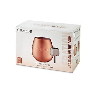 Stainless Steel Aerating Wine Glass by Chevalier Collection (Set of 2) - Patented Vessel With Removable Aerator for Decanting Wine And Spirits - Unique Gift for Wine Lovers