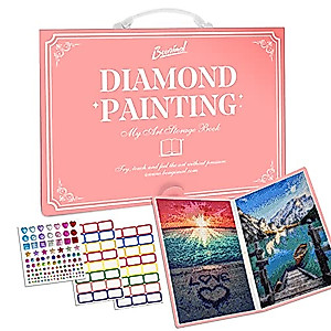 Bougimal Diamond Painting Storage Book, Diamond Painting Accessories with 20 Pocket up to 40 Pics, Diamond Art Accessories and Tools for Artwork Display and Protection, A3 12x16 Inches, Pink