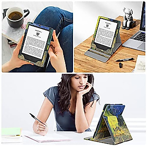 TNP Case for 6" All-New Kindle (2022 Release) 11th Generation, Multi-Angle Cafe at Night Stand, Multi-View Vertical Flip Cover with Auto Sleep and Wake for Amazon 6-Inch Kindle E-Book Reader