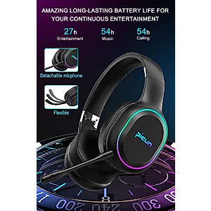 Meseto Wireless Bluetooth Noise Cancelling Headphones with Microphone, Foldable Over-Ear Headset with Comfortable Protein Earpads, 60 Hours Playtime, for Travel/Work, Black