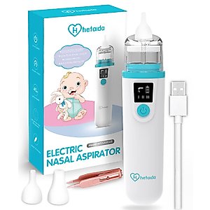 Nasal Aspirator for Baby, Electric Baby Nose Sucker, USB Rechargeable with 3 Suction Levels, Mute and Anti-Backflow with Infant Nose Cleaning Tweezer