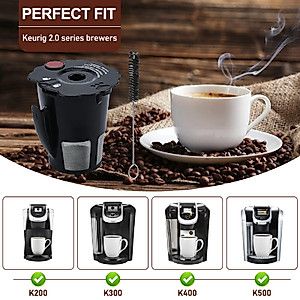 My K Cup Reusable Coffee Pods Filter Fit for Keurig 2.0 K200 K250 K300 K350 K400 K450 K460 K475 K500 K550 K560 K575 Brewers Pack of 2 119367 with Cleaning Brush SIZE:2.5 * 2.4