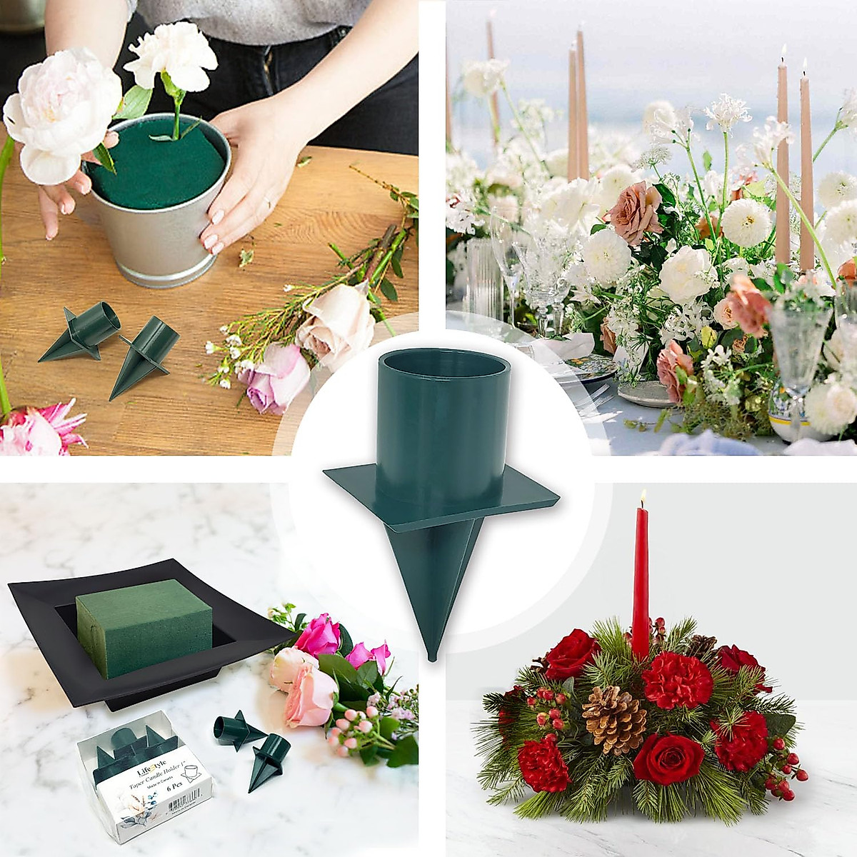 Floral Taper Candle Holder 6 Pcs by LifeStyle Channel