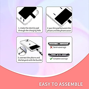 YAFIYGI 2Pack Patch Phone Crossbody Lanyard Universal Cell Phone with Adjustable Nylon Neck Strap,Nylon Wrist Straps, PVC Phone Patch with Metal Ring （White+Black）