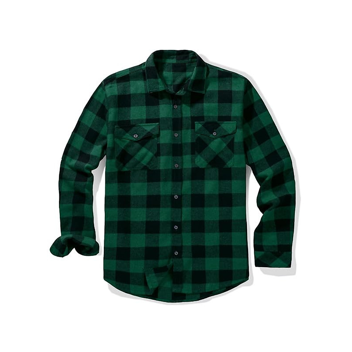 JMIERR Mens Flannel Shirts Casual Button Down Long Sleeve Cotton Plaid Business Dress Shirt with Pockets,US 46 (XL),Green