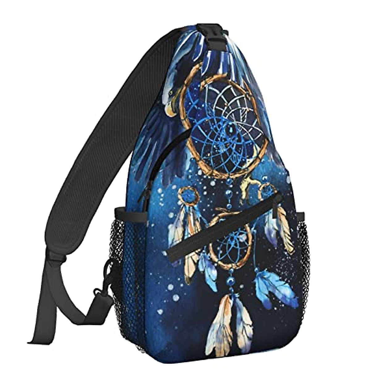 Dujiea Crossbody Backpack For Men Women Sling Bag, Dream Catcher With Eagle Chest Bag Shoulder Bag Lightweight One Strap Backpack Multipurpose Travel Hiking Daypack