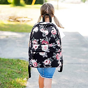 Createy School Backpack for Teen Girls Kids Bookbags Water Resistant Floral Backpack with Lunch Box Pencil Case