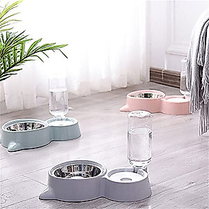 AHEGAS Dog Food Bowl 2 in 1 Cat Bowl Water Dispenser Automatic Water Storage Pet Dog Cat Food Bowl Food Container with Waterer Pet Waterer Feeder ( Color : Gray )
